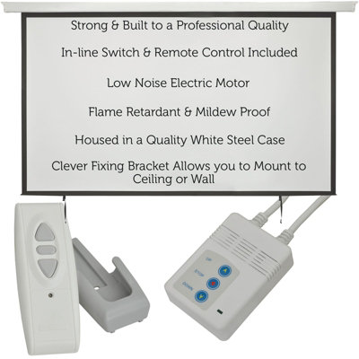 120" Electric Motorised Ceiling Wall Mountable Projector Screen 16:9 ...