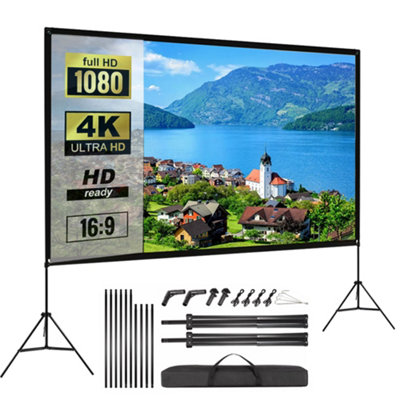 120" Portable Projector Screen with Tripod Stand - 16:9 4K HD for Home ...