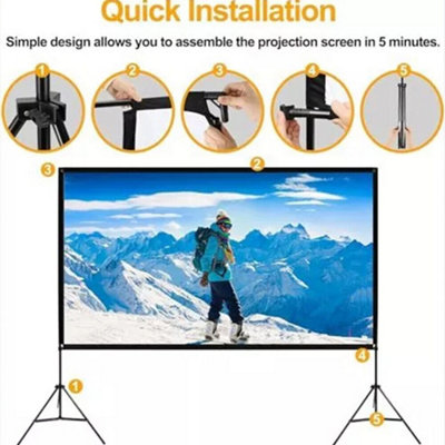 120" Portable Projector Screen with Tripod Stand - 16:9 4K HD for Home ...