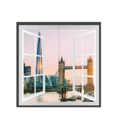 120 X 60 Surface Mounted, Window style LED panel set, London Skyline Design