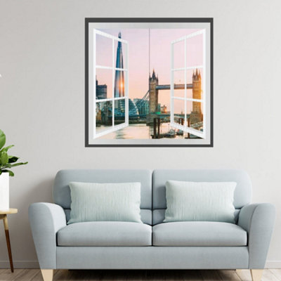 120 X 60 Surface Mounted, Window style LED panel set, London Skyline Design