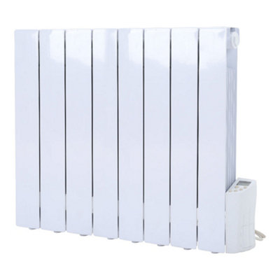 1200 W White Electric Oil Filled Radiator Space Heater with LED Screen ...