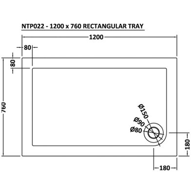 1200 x 760mm Rectangular Stone Shower Enclosure Tray with Riser Kit ...