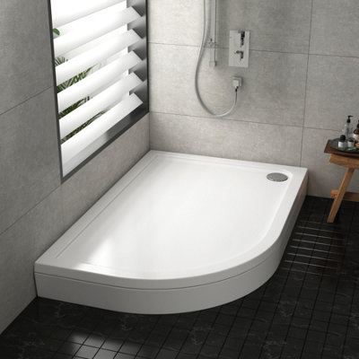 1200 x 800mm Left Handed Offset Quadrant Stone Shower Enclosure Tray ...