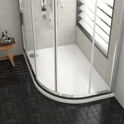 1200 x 800mm Right Handed Offset Quadrant Stone Shower Enclosure Tray ...