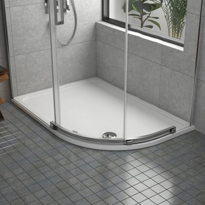 1200 x 900mm Right Handed Offset Quadrant Stone Shower Enclosure Tray ...