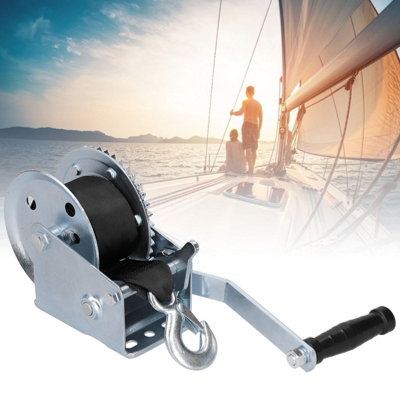 1200LBS HEAVY-DUTY HAND CRANK WINCH WITH 8M STRAP FOR BOAT TRAILERS