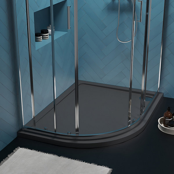 1200mm x 900mm Premium Shower Tray - Left Hand Offset Quadrant - Slate Grey 1200mm x 900mm Premium Shower Tray - Left Hand Offset Quadrant - Slate Grey