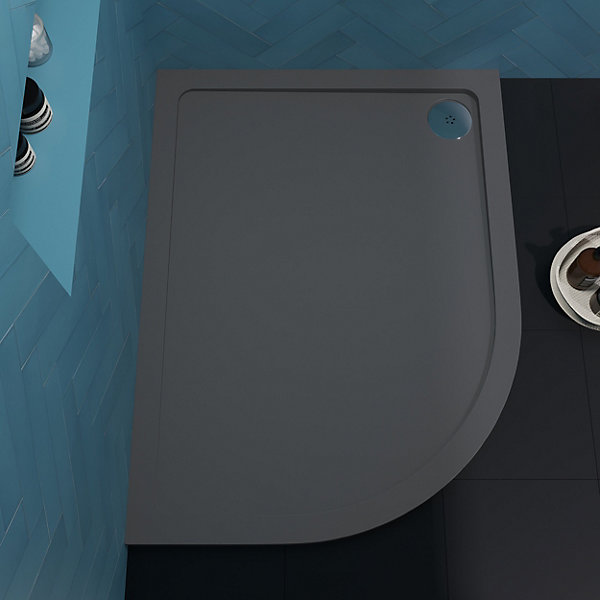 1200mm x 900mm Premium Shower Tray - Left Hand Offset Quadrant - Slate Grey 1200mm x 900mm Premium Shower Tray - Left Hand Offset Quadrant - Slate Grey