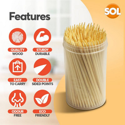 1200pk Cocktail Sticks for Food - 12 x 100pk Toothpicks Wooden - Tooth ...