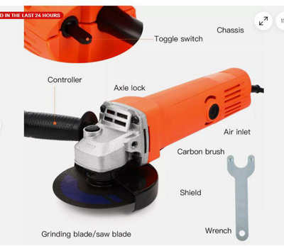 1200W 115mm Angle Grinder Electric Grinding DIY Hand Tools + 2x ...