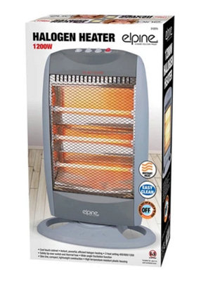 1200W Electric Halogen Heater Oscillating 3 Bar Portable Quartz Grey UK ...