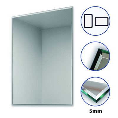 1200x450mm Frameless Plain Wall Mirrors for Bathroom with Wall Hanging ...