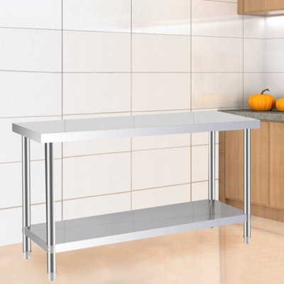 120cm 2 Tier Commercial Stainless Steel Catering Kitchen Prep and Work ...