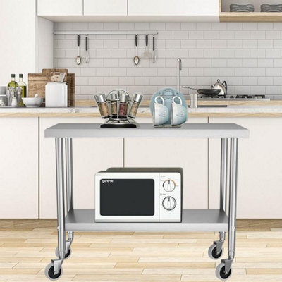 120cm 2 Tier Commercial Stainless Steel Kitchen Prep and Work Table ...