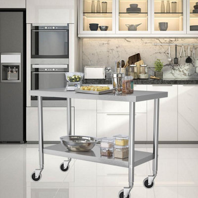 120cm 2 Tier Commercial Stainless Steel Kitchen Prep and Work Table ...