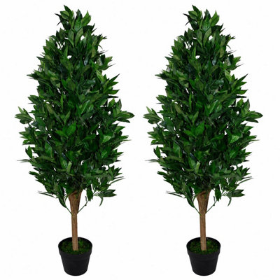 120cm (4ft) Artificial Topiary Bay Tree Pyramid Cone - Extra Large