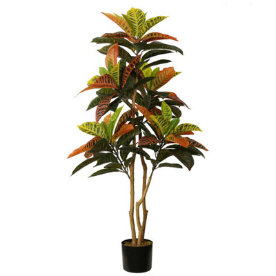 120cm Artificial Codiaeum Indoor Artificial Potted Plants | DIY at B&Q