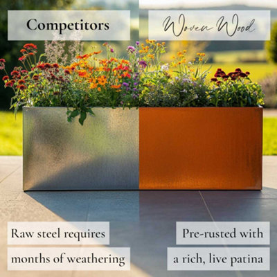 120cm Corten Steel Trough Planter - Pre-Rusted