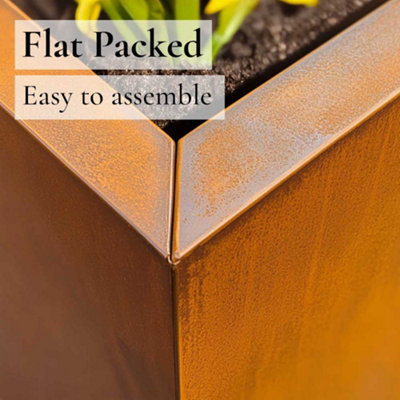120cm Corten Steel Trough Planter - Pre-Rusted