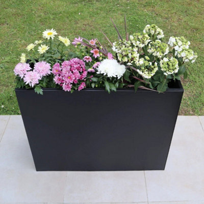 120cm Long Zinc Matte Black 100cm Tall Trough Planter
