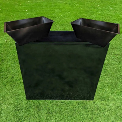 120cm Long Zinc Platinum Black 100cm Tall Trough Planter