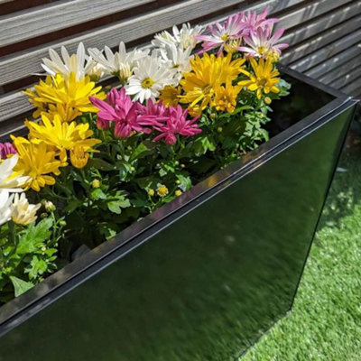 120cm Long Zinc Platinum Black 100cm Tall Trough Planter