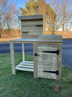 120cm outdoor pizza oven storage table, build in cupboard and raised ...