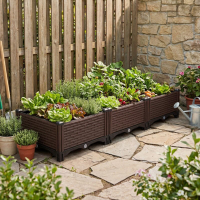 120cm W Plastic Raised Garden Bed Planter Box Outdoor Use Only Garden ...