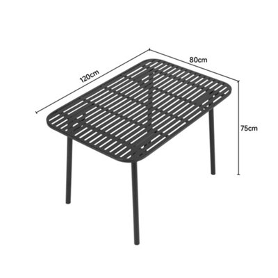 120cm W Rectangular Outdoor Metal Garden Table with Rust Resistant ...