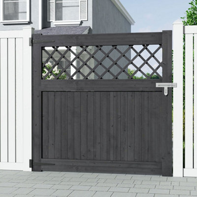 120cm W x 2.3cm D x 120cm H Grey Rhombus Garden Wood Fence Gate ...