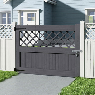 120cm W x 2.3cm D x 90cm H Grey Rhombus Garden Wood Fence Gate ...