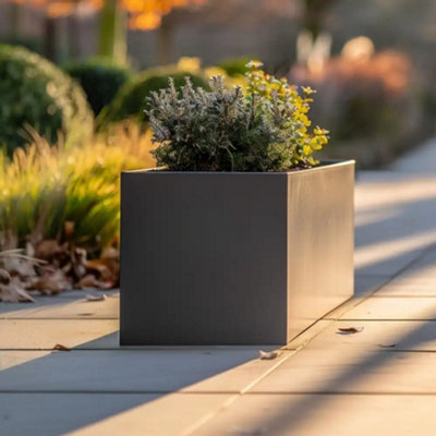 120cm Zinc Galvanised Matte Grey Trough Planter