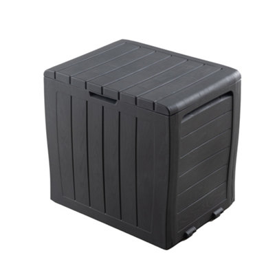 120L Wood Panel Effect Plastic Garden Storage Box