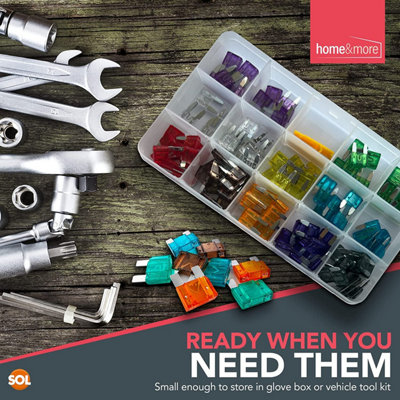 120pk Mini Car Fuses Assorted Sizes, Fuse Extractor & Storage Box - 2A ...