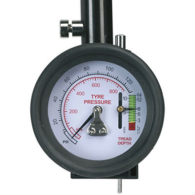 120psi Premium Tyre Pressure Gauge & Tread Depth Reader - 335mm ...