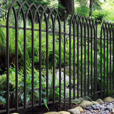 121cm Gothic Fence Section Black Galvanised Steel Panacea Fence System