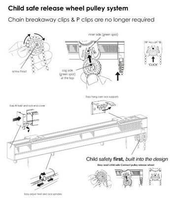 122 cm SAFETY CONNECT Roman Blind Kit with Chrome Chain
