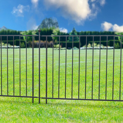 122cm Abbey Road Fence Section Black Galvanised Steel Panacea Fence System