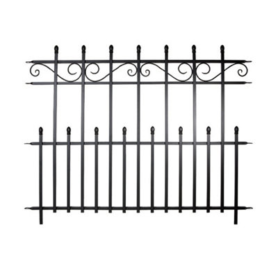 122cm Kensington Fence Section Black Galvanised Steel Panacea Fence System