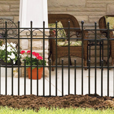 122cm Kensington Fence Section Black Galvanised Steel Panacea Fence System