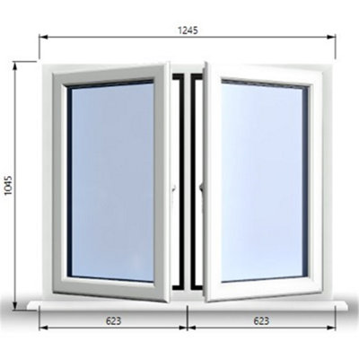 1245mm (W) x 1045mm (H) PVCu StormProof Casement Window - 2 Central ...