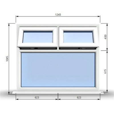 1245mm (W) x 1045mm (H) PVCu StormProof Casement Window - 2 Top Opening ...