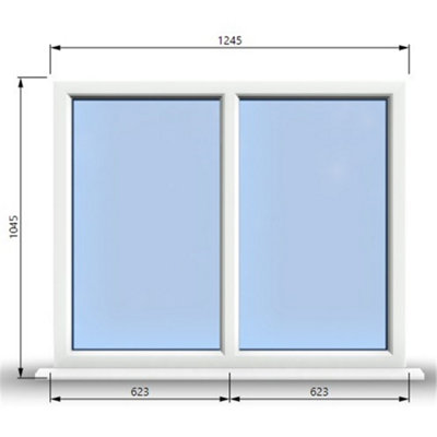 1245mm (W) x 1045mm (H) PVCu StormProof Casement Window - 2 Vertical ...