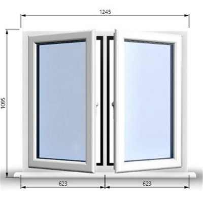 1245mm (W) x 1095mm (H) PVCu StormProof Casement Window - 2 Central ...