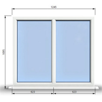 1245mm (W) x 1095mm (H) PVCu StormProof Casement Window - 2 Vertical ...