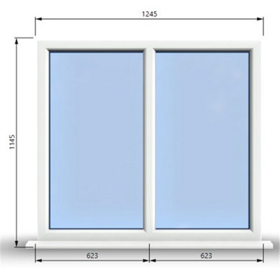 1245mm (W) x 1145mm (H) PVCu StormProof Casement Window - 2 Vertical ...