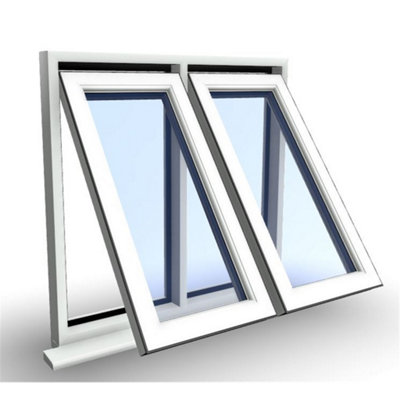 1245mm (W) x 1195mm (H) PVCu Flush Casement Window - 2 Vertical Bottom ...