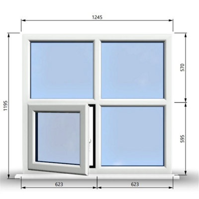 1245mm (W) x 1195mm (H) PVCu StormProof Casement Window - 1 Bottom ...