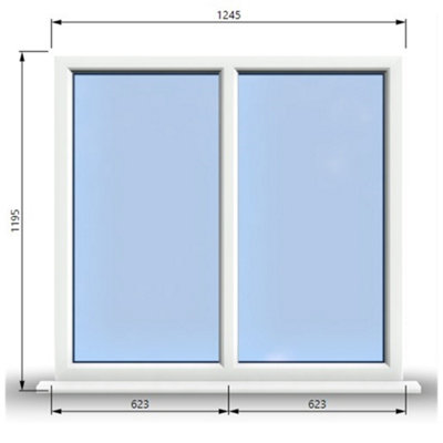 1245mm (W) x 1195mm (H) PVCu StormProof Casement Window - 2 Vertical ...